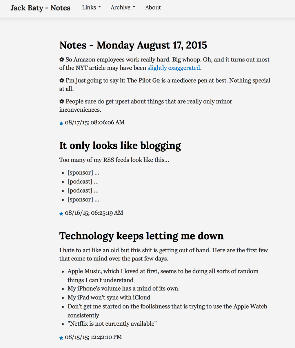 Publishing my "notes" using Fargo - Jack Baty's Weblog Archive (2000-2020)